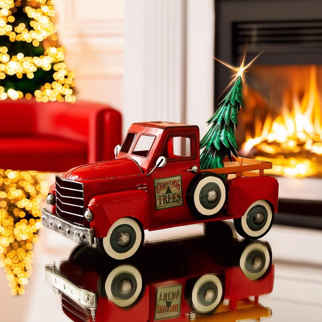 Small Truck With Christmas Tree in 2 Color Options - Etsy