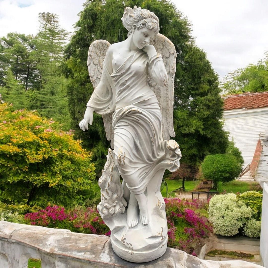 63" Tall Magnesium Angel Statue in Antique Grey "lillith" Style ...