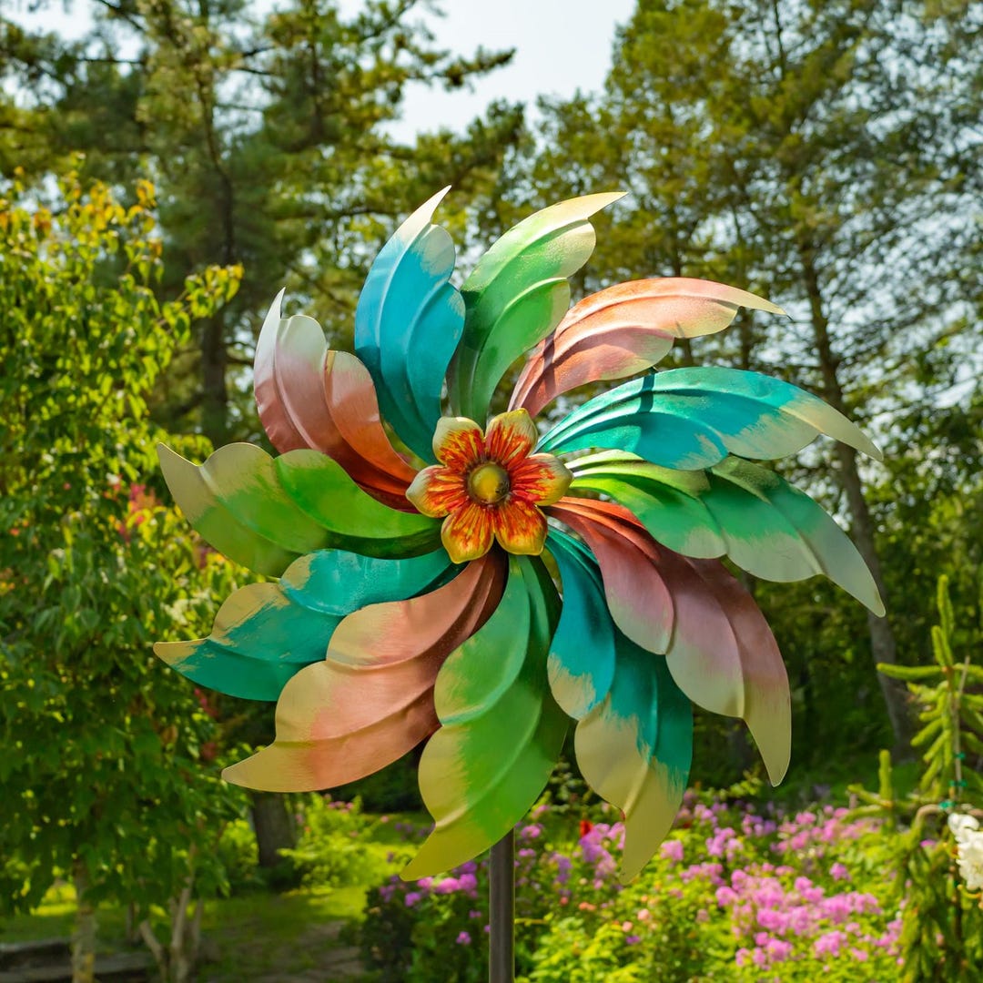 90.5" Colorful Metal Windmill Spinner Garden Stake - Etsy
