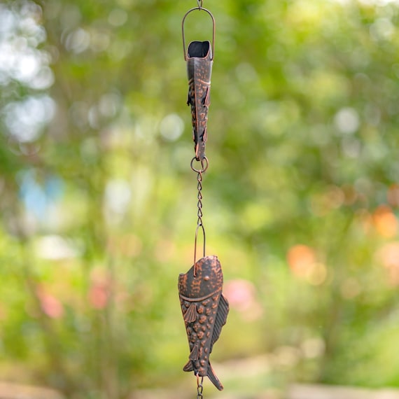 76.75 Long Antique Bronze Rain Chain With Rainbowtrout - Etsy