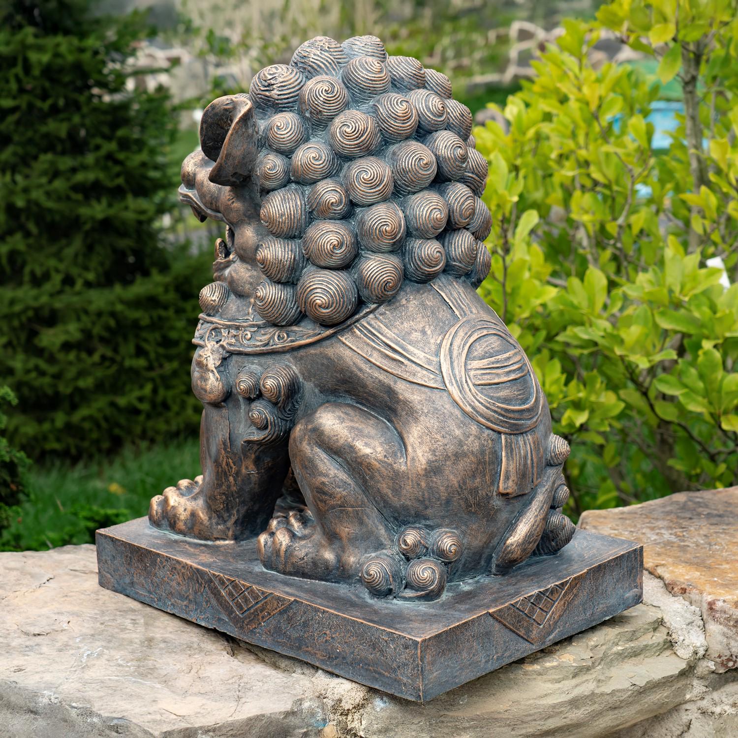 Set of 2 Magnesium Foo Dog Statues in Antique Bronze "gan & An" - Etsy