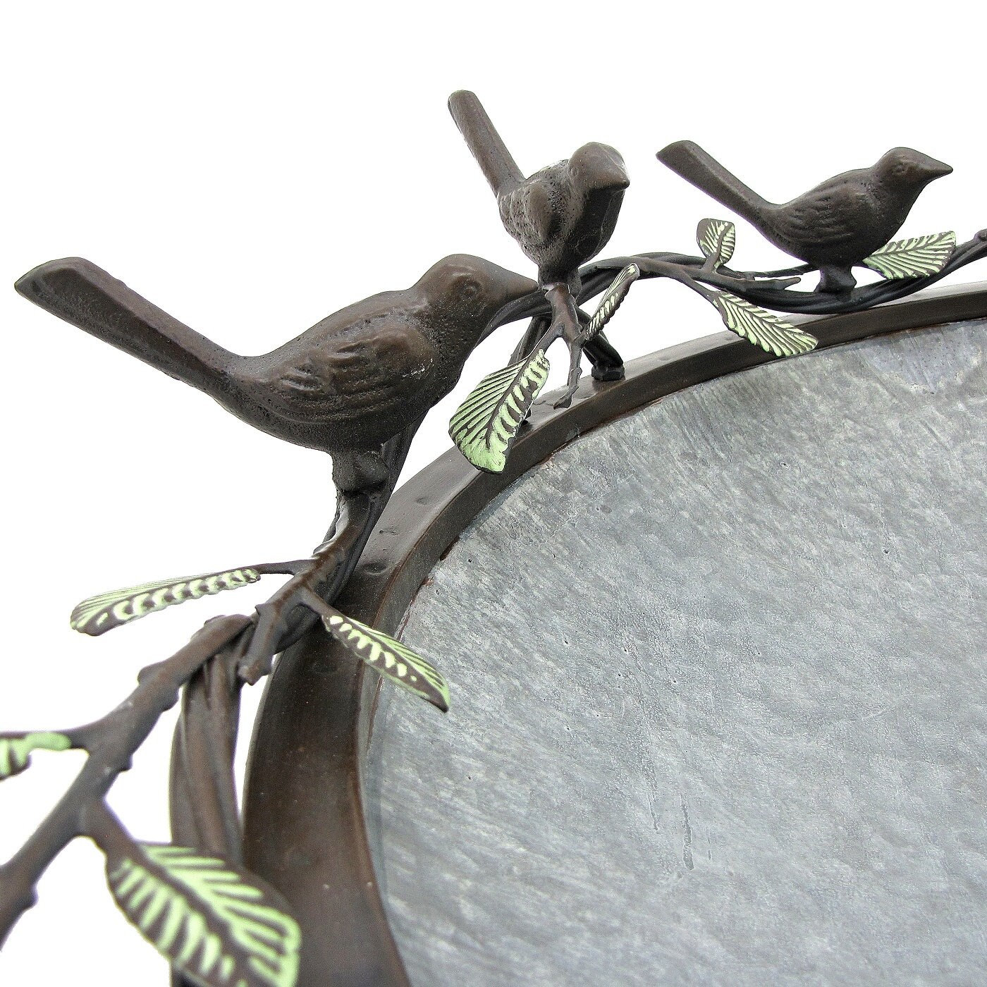 Round Galvanized Birdbath With Three Birds - Etsy