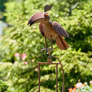 Rusty Animal Garden Swing Stakes With Glass Ball in 6 Styles - Etsy