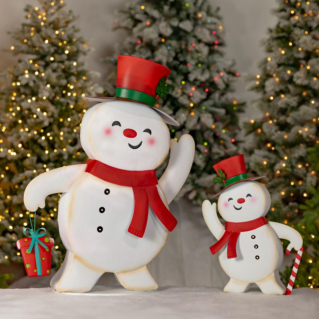 Set of 2 Friendly Metal Snowmen Figurines "icy & Icesis" - Etsy