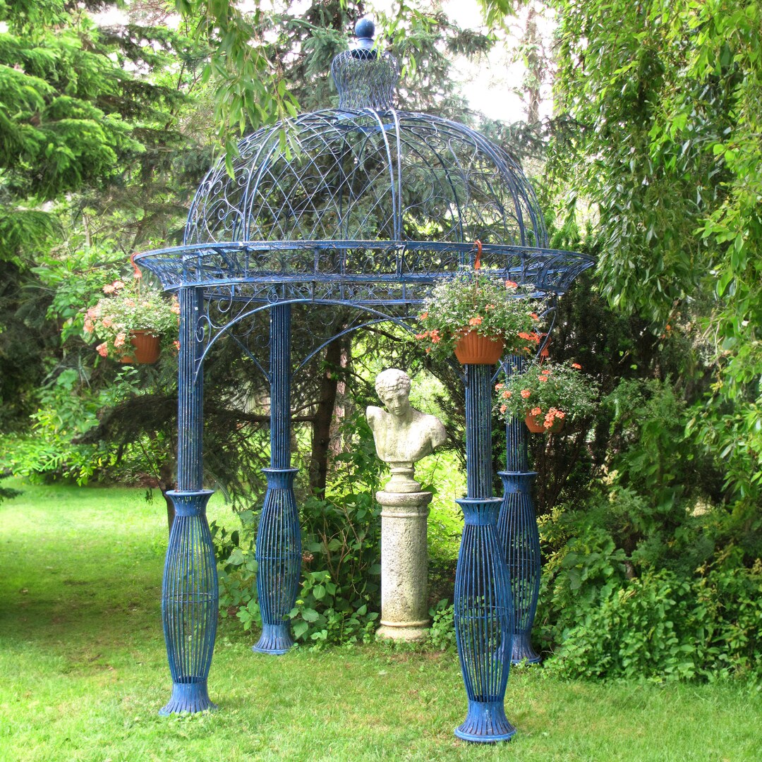 13ft. Tall Round Metal Garden Gazebo in Antique Finish - Etsy