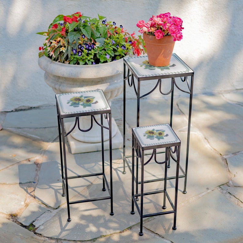 Set of 3 Square Iron Mosaic Plant Stands "marisol" - Etsy