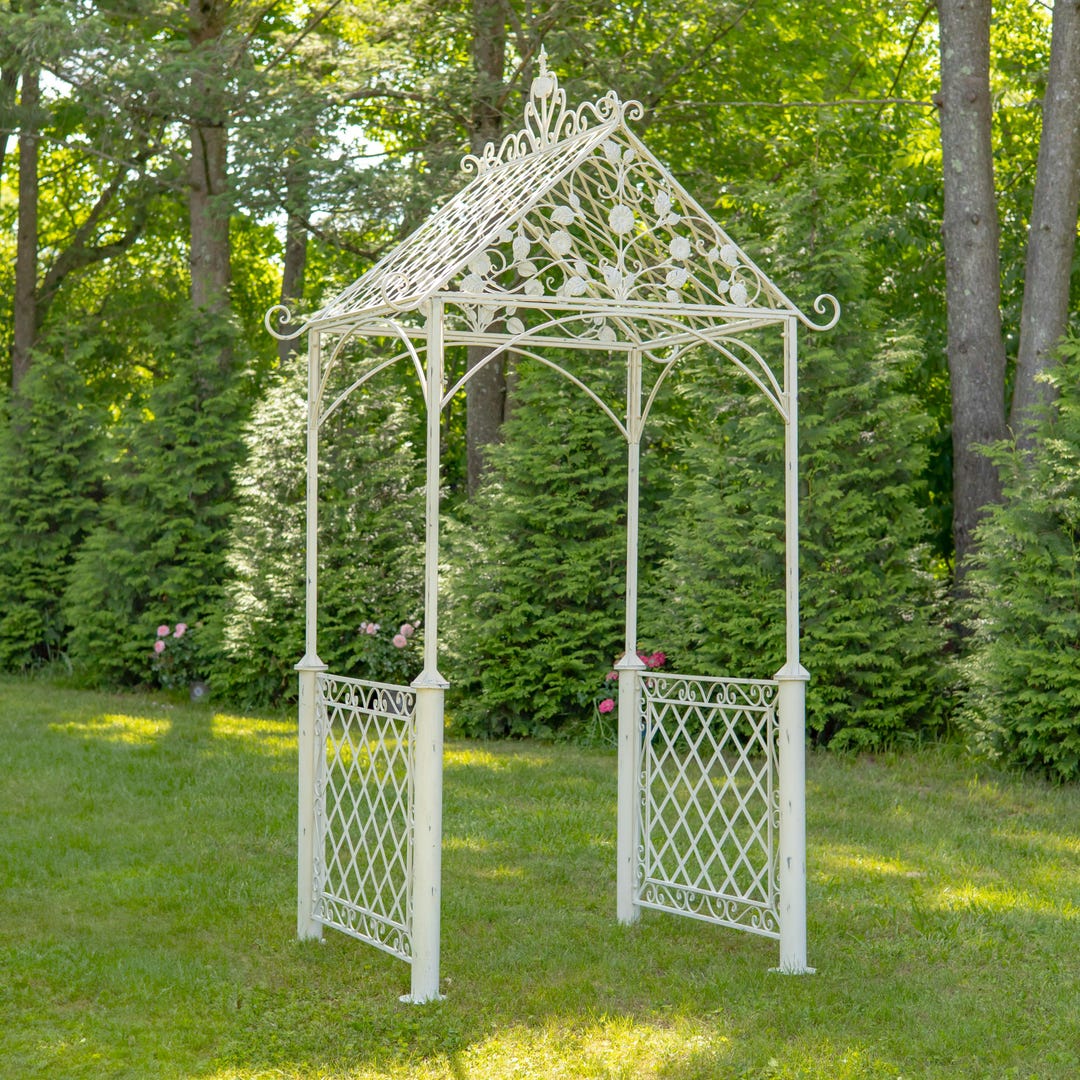 9.5ft T Iron Garden Arch With Embellished Trellis "london 1820"- 3 ...