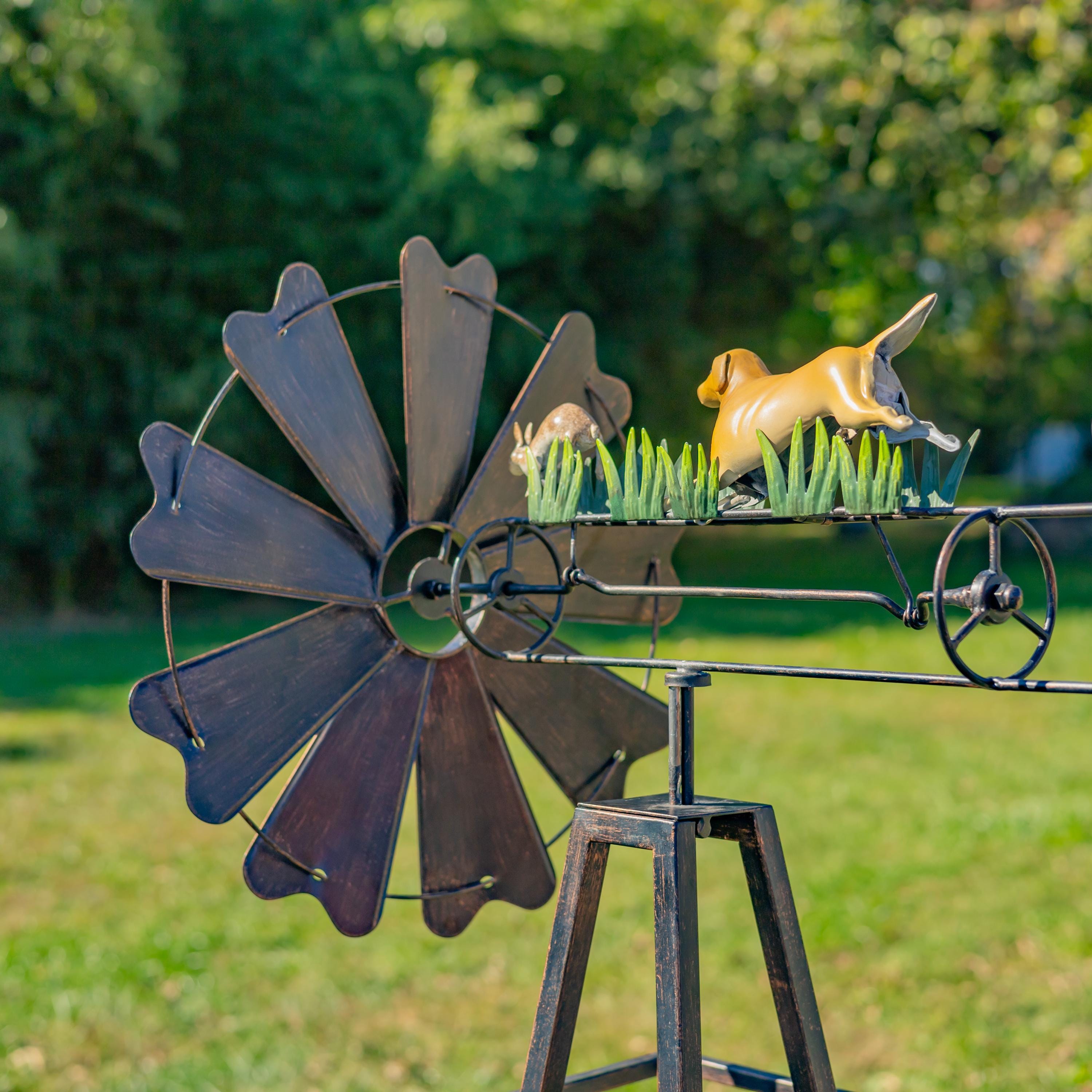 59.8" Tall Iron Windmill With Dog Chasing Rabbit on Weather Vane - Etsy