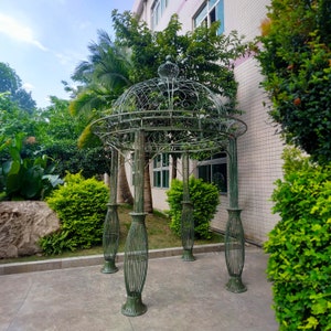 13ft. Tall Round Metal Garden Gazebo in Antique Finish - Etsy