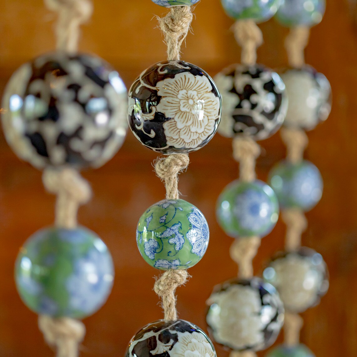 74″ Long Fisherman Tsugo Garland With Ceramic Sailor Balls and Rope ...