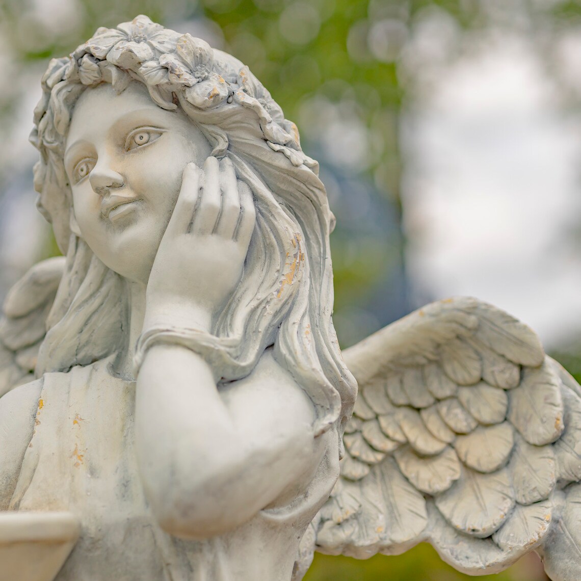 39 Inch Tall Magnesium Angel Statue With Birdbath 2 Color - Etsy