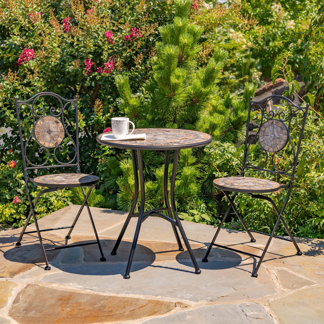 Mosaic Bistro Set- Stone Grey & Brown "st. Augustine" - Etsy