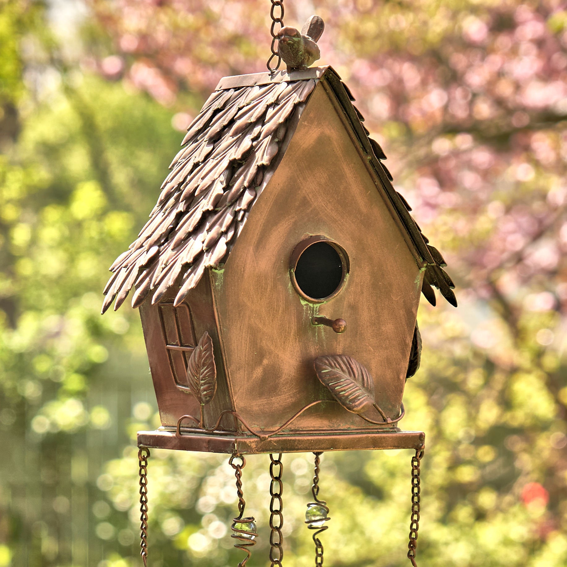 Hanging Copper Colored Fancy Roof Birdhouse Wind Chime "classic House ...