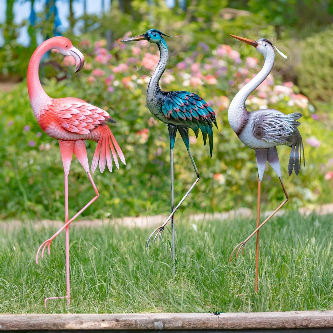Set of 6 Assorted 43″ Tall Iron Bird Garden Stakes - Etsy
