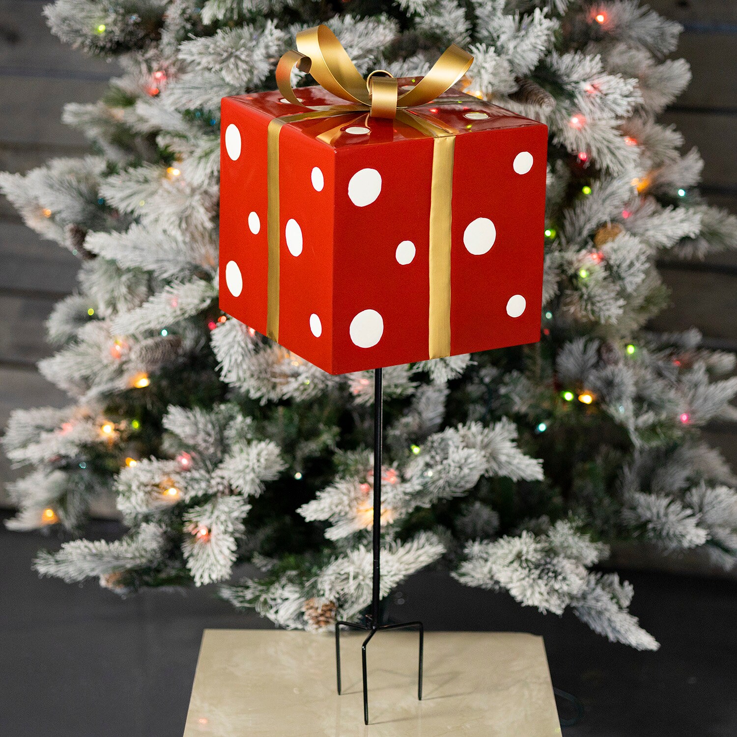 32.5 Tall Red & White Polka Dot Gift Box With Gold Bow - Etsy