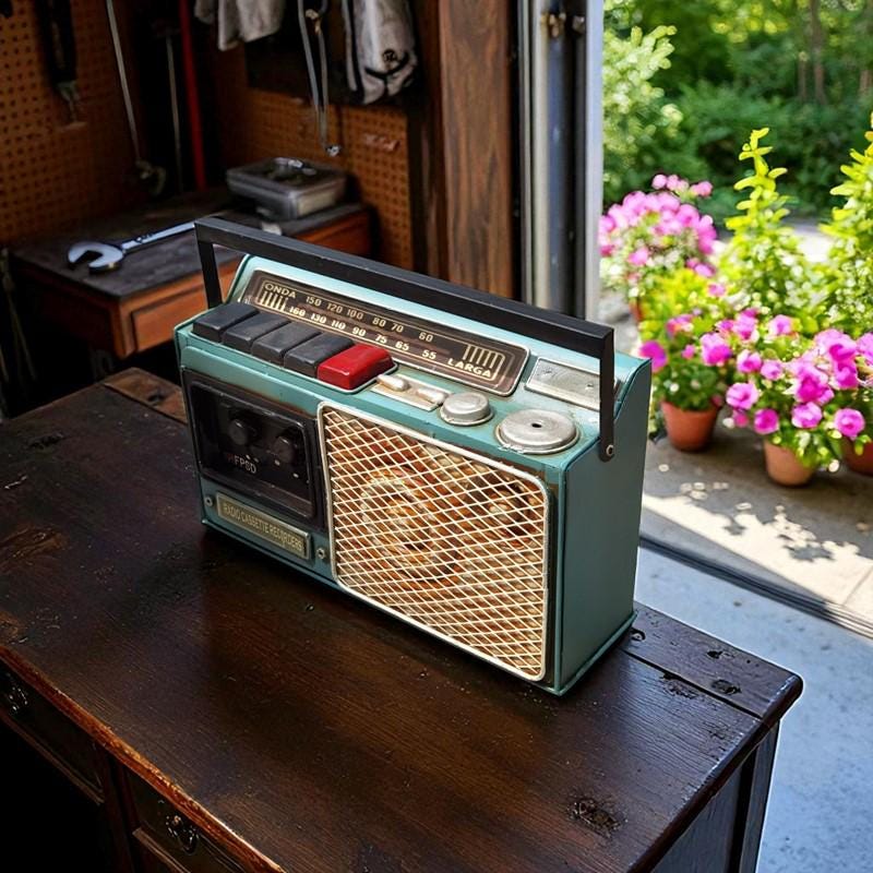Vintage Radio Tabletop Décor — Distressed Iron Accent - Etsy