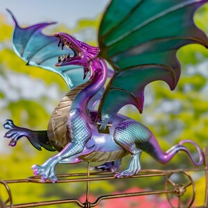 61.8"t. Iron Windmill With Flapping Iridescent Dragon & Weather Vane - Etsy