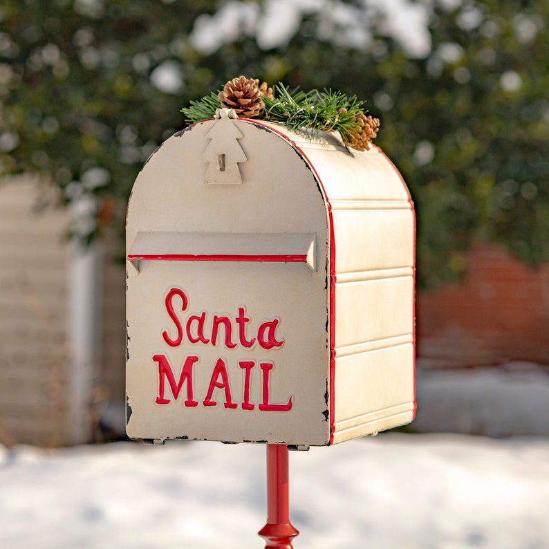 Standing "santa's Mail" Christmas Mailbox- Red or White - Etsy