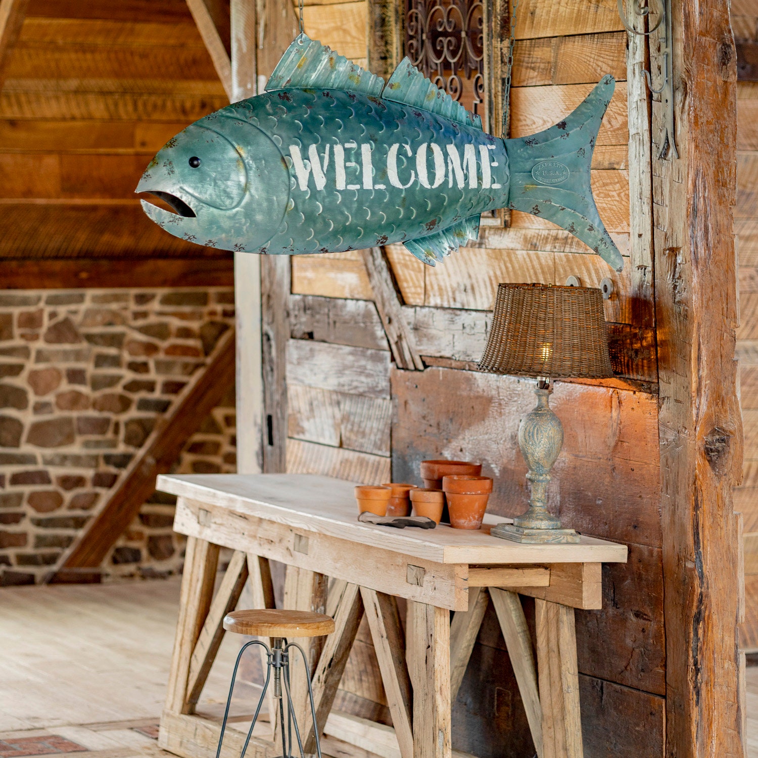 Large Hanging Fish welcome Sign - Etsy