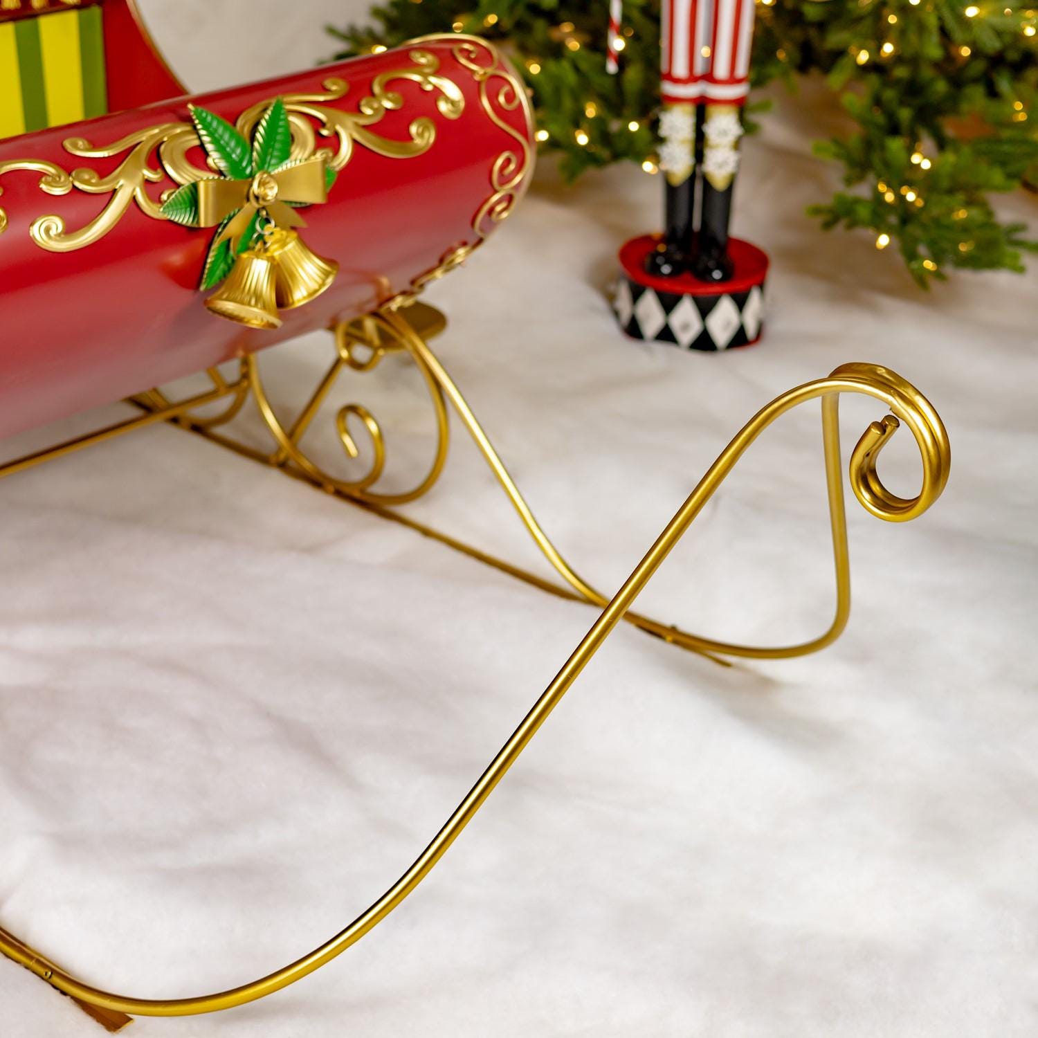 8ft. Long Opulent Metal Christmas Sleigh Life-size Commercial Holiday ...