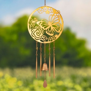 Circular Copper Color Wind Chimes With Nature Scenes & Bell in - Etsy
