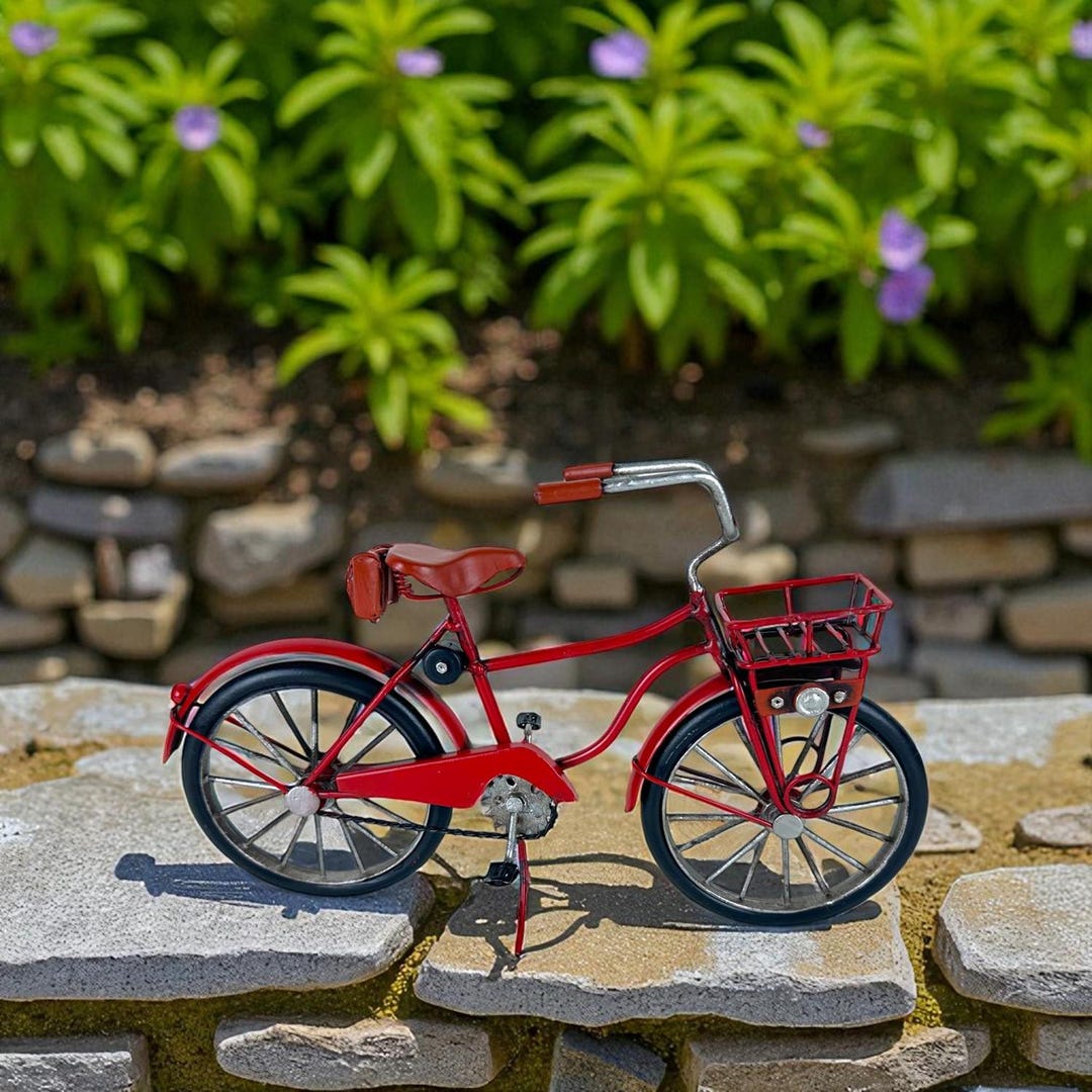 Vintage Red Bicycle Tabletop Décor – Iron With Basket Accent - Etsy