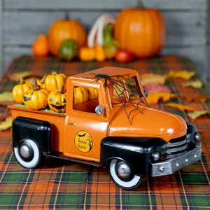Haunted Hayride Halloween Truck With Spiderweb and Pumpkins - Etsy