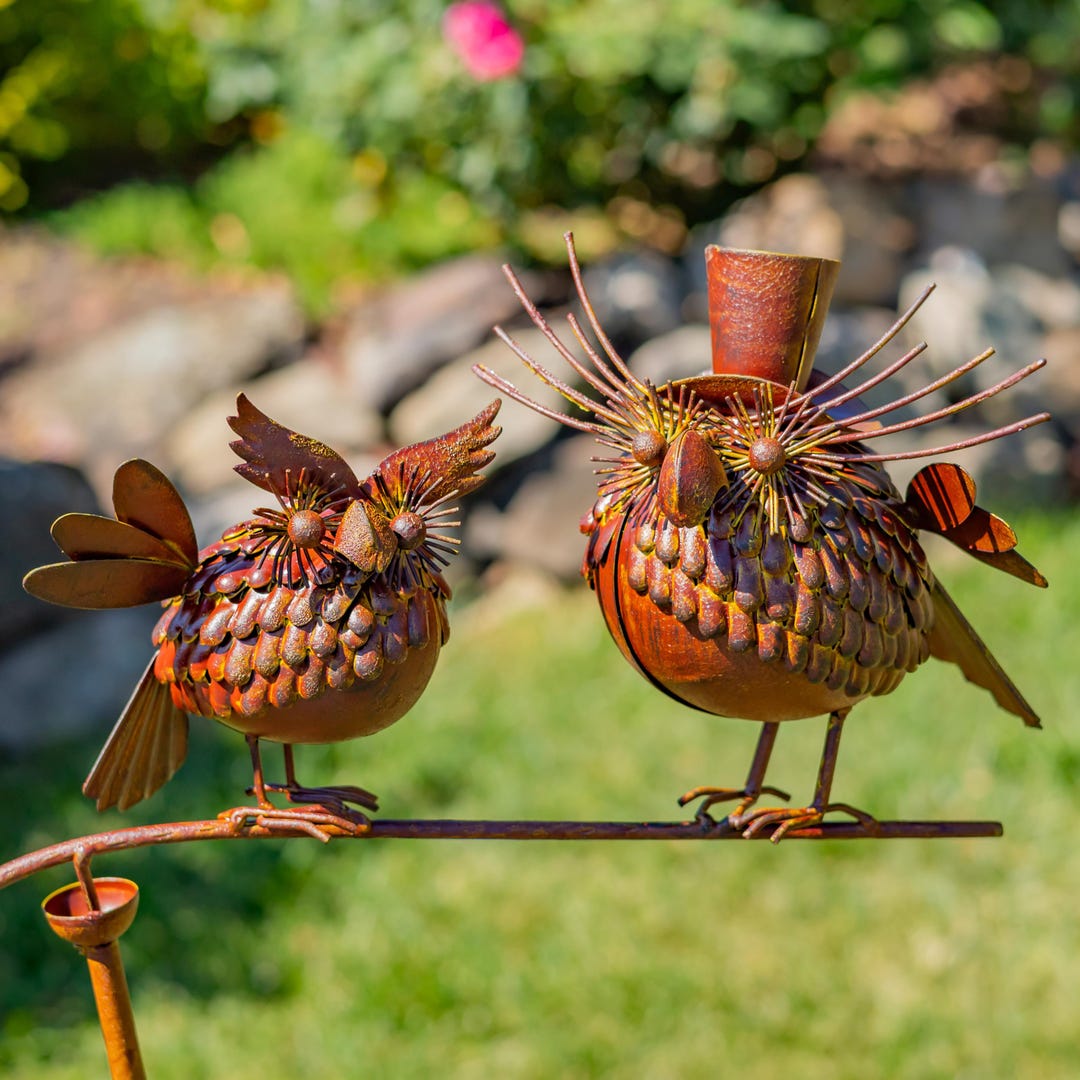 Metal Balance Stakes With Feathered Style Metal Birds - Etsy