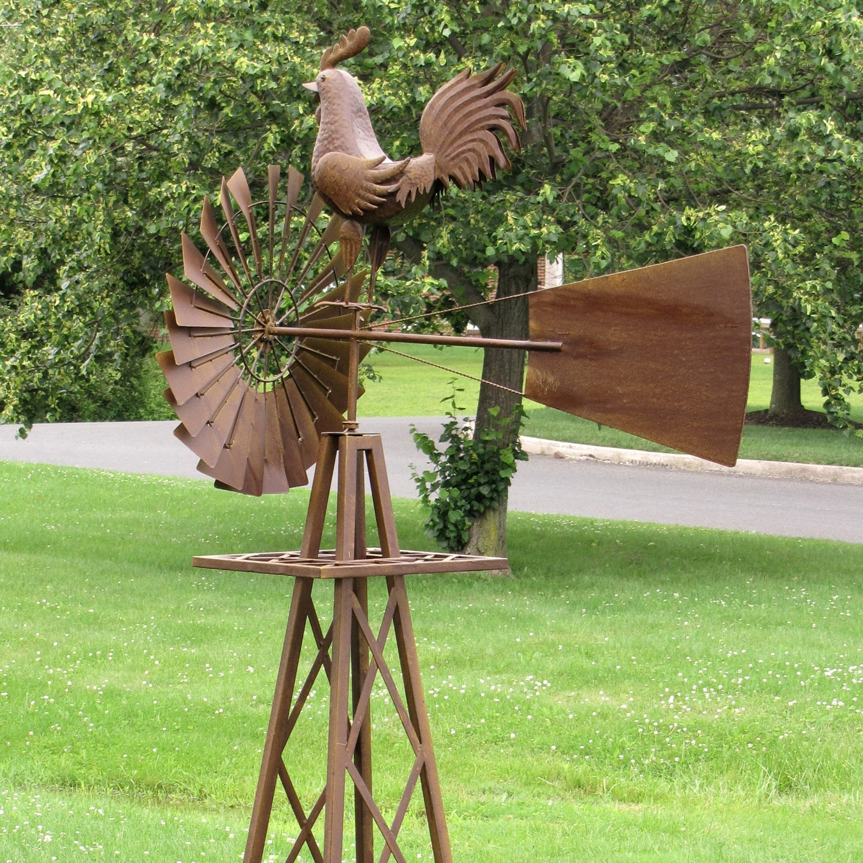 8ft. Tall Large Iron Windmill Stand With Rooster "oscar" - Etsy