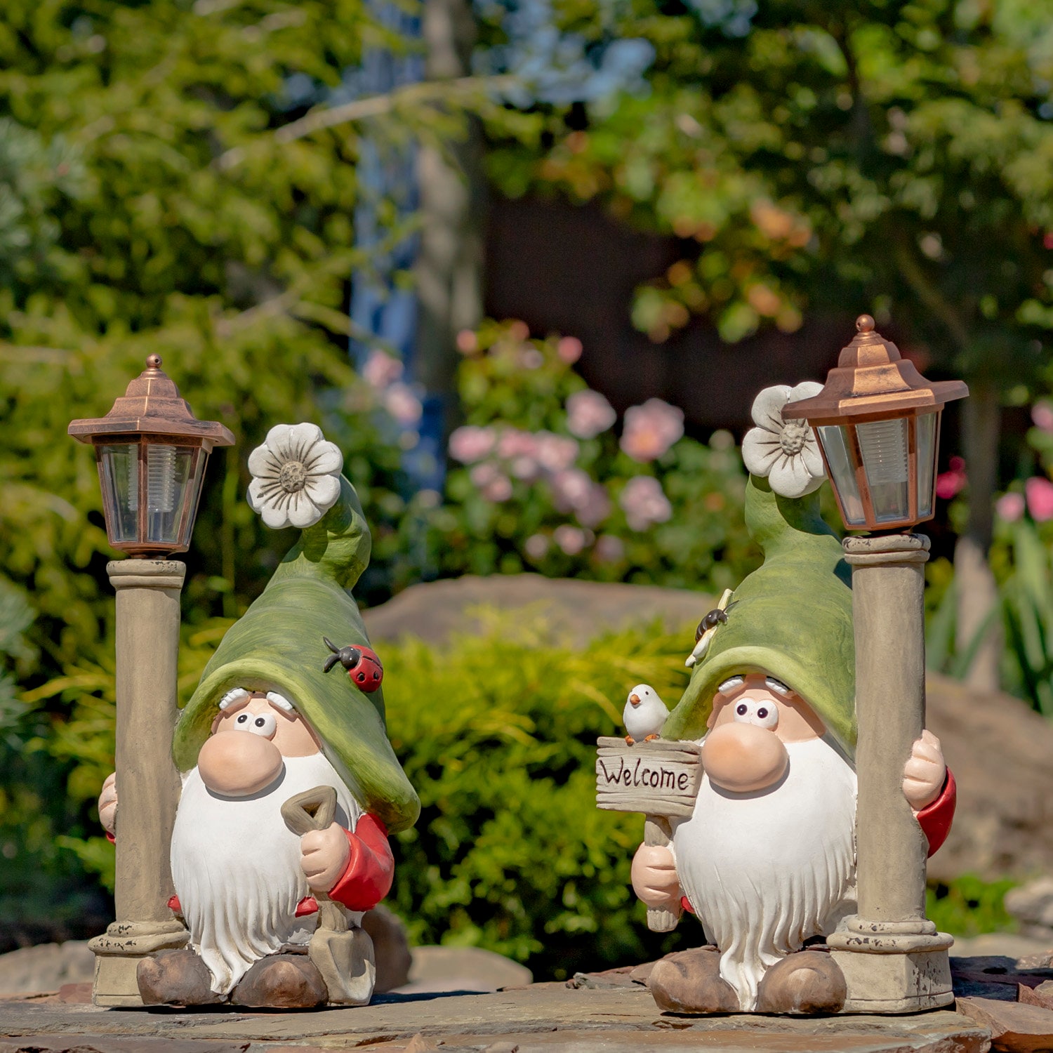 Set of 2 Spring Garden Gnomes With Solar Lanterns - Etsy