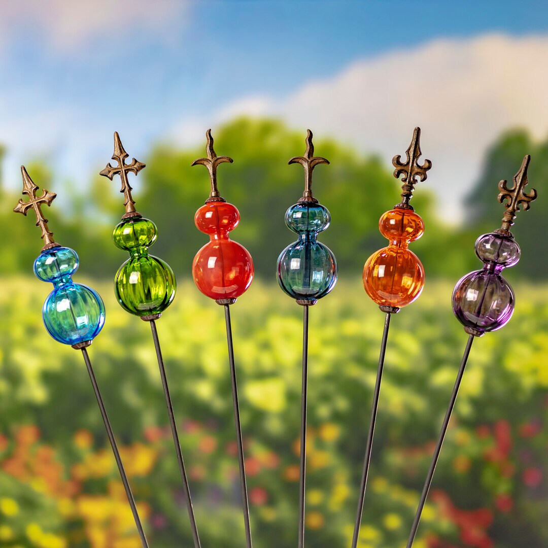 Glass Garden Ball With Metal Stick - Etsy