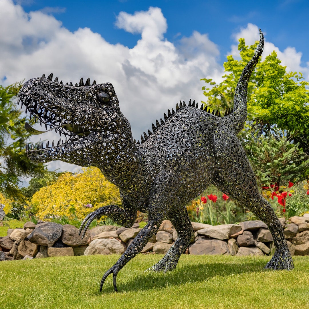 7.3" FT Tall Giant Metal Tyrannosaurus Rex Garden Statue "chompers" - Etsy