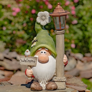 Set of 2 Spring Garden Gnomes With Solar Lanterns - Etsy