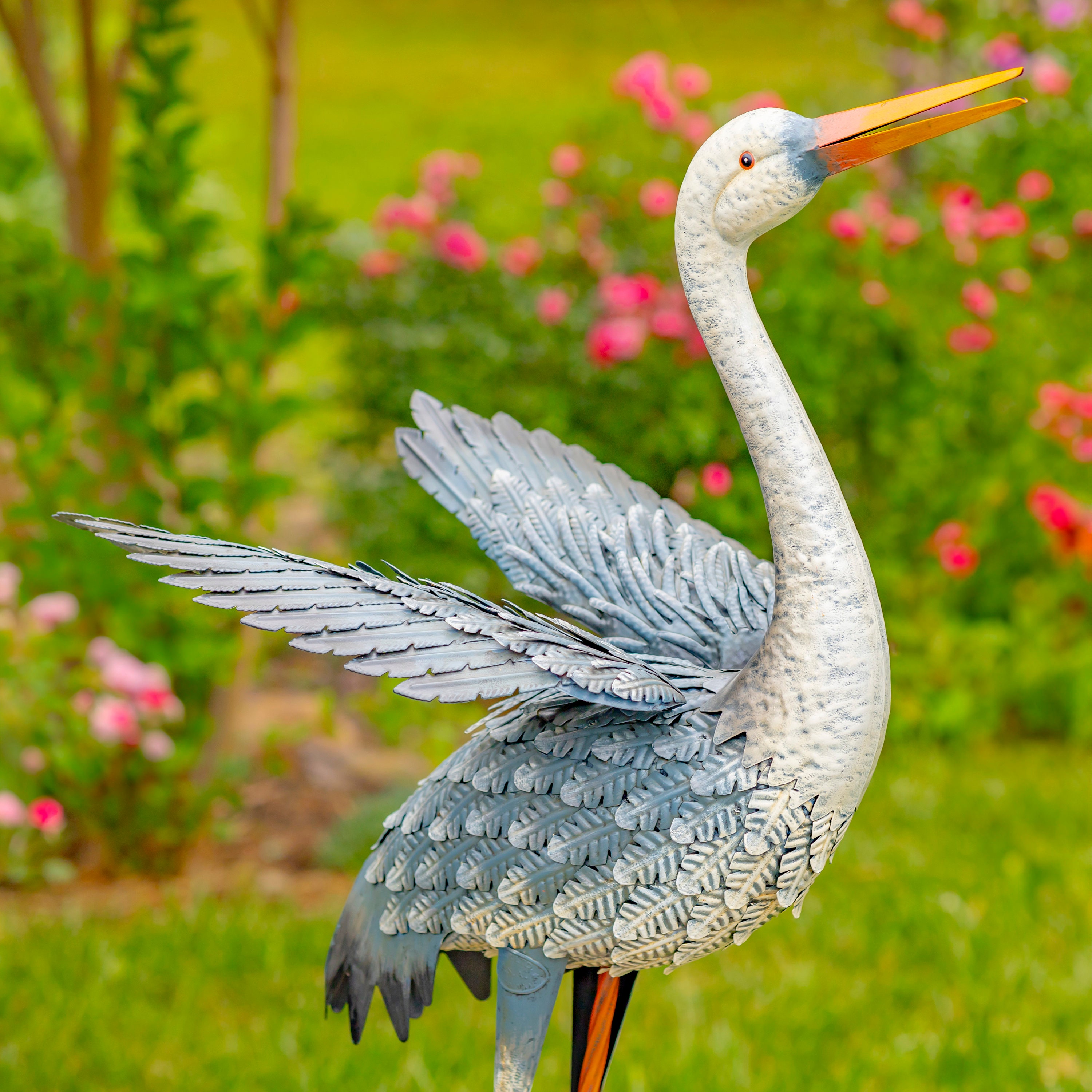 Pair of 2 44" Tall Blue and White Metal Egret Garden Figurines - Etsy