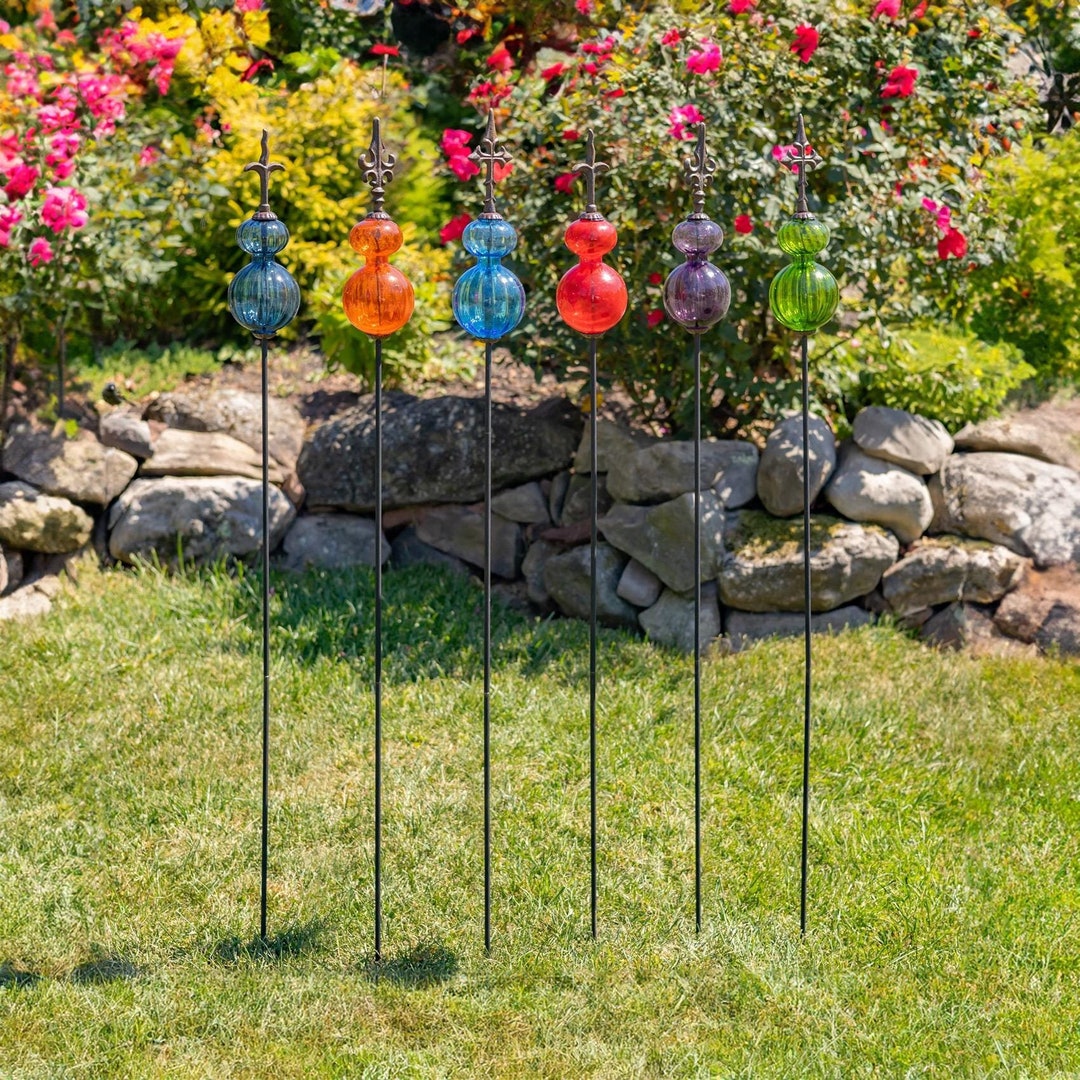 Glass Garden Ball With Metal Stick - Etsy