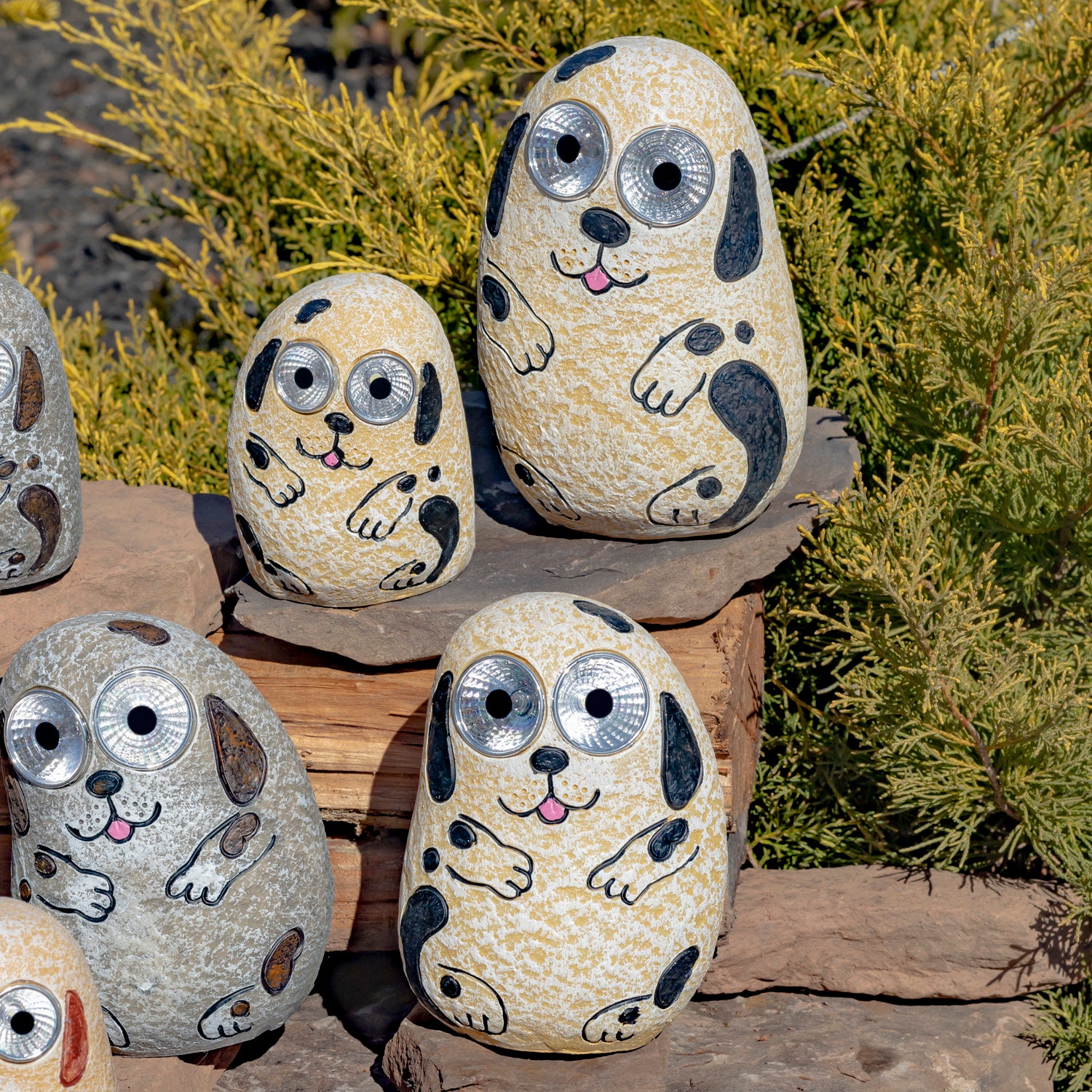 Set of 3 Solar Dogs With Light-up Eyes in Assorted Colors - Etsy