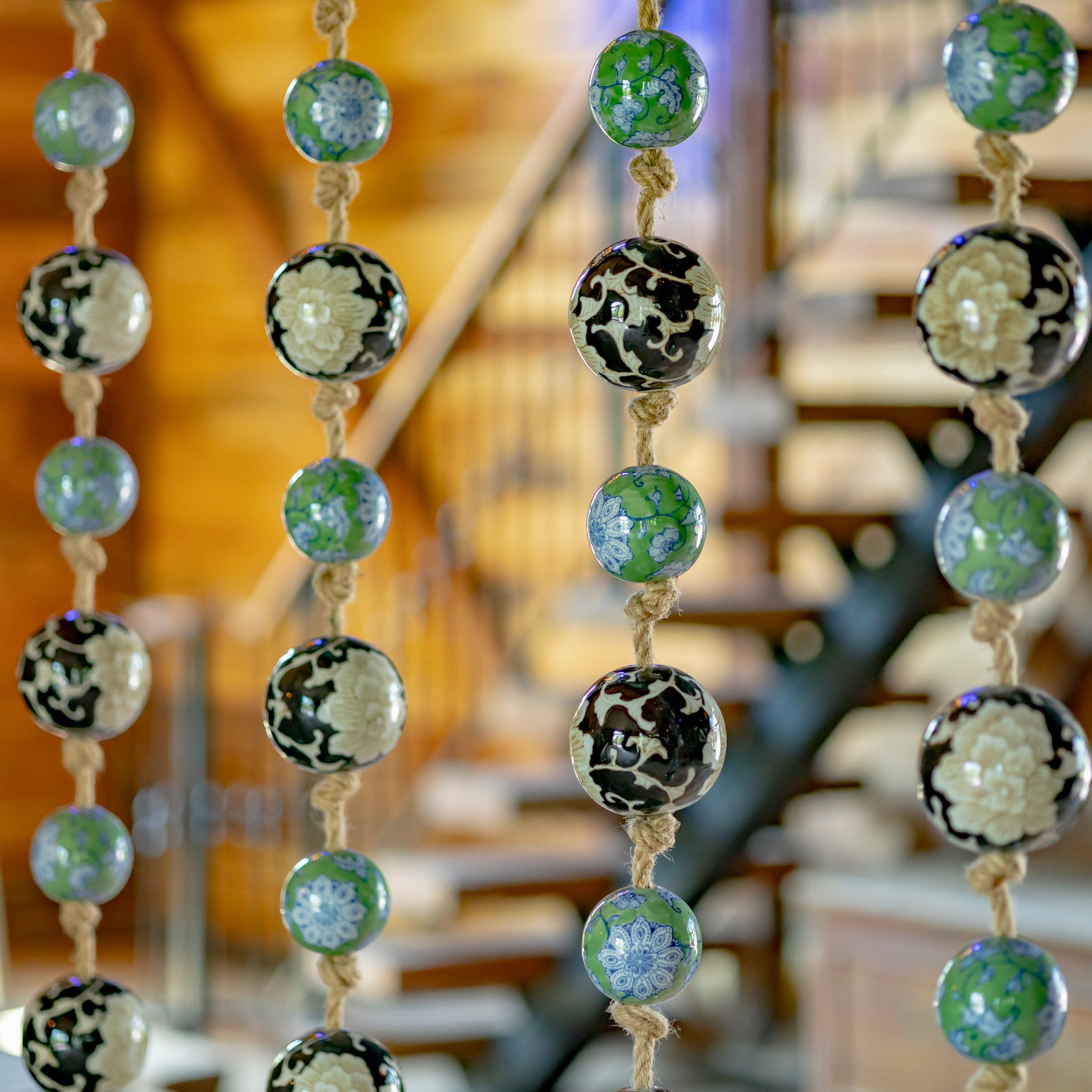 74″ Long Fisherman Tsugo Garland With Ceramic Sailor Balls and Rope ...