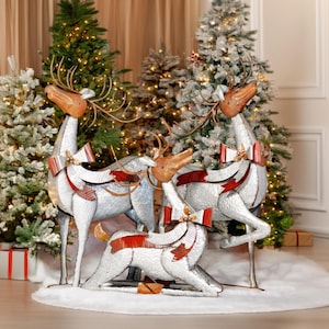 Set of 3 Large Galvanized Reindeer - Etsy