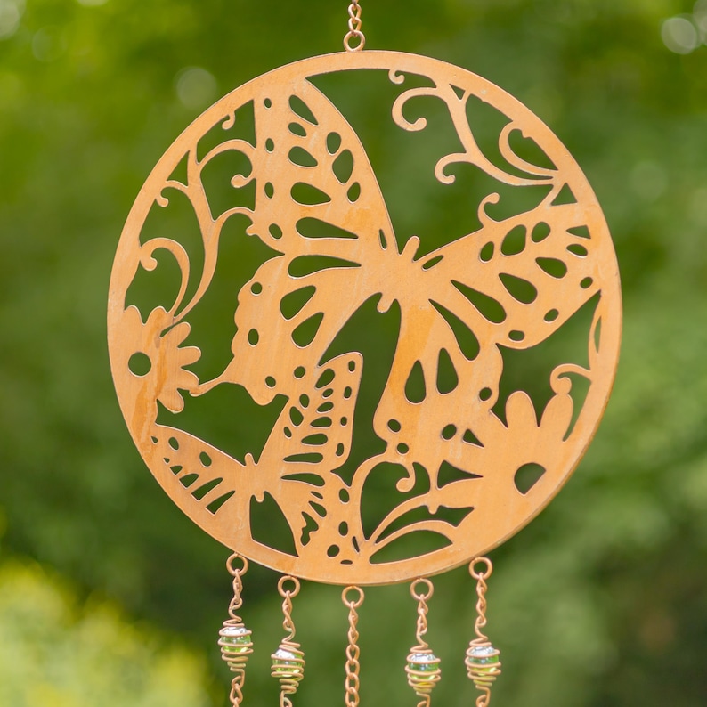 Circular Copper Color Wind Chimes With Nature Scenes & Bell in Assorted ...