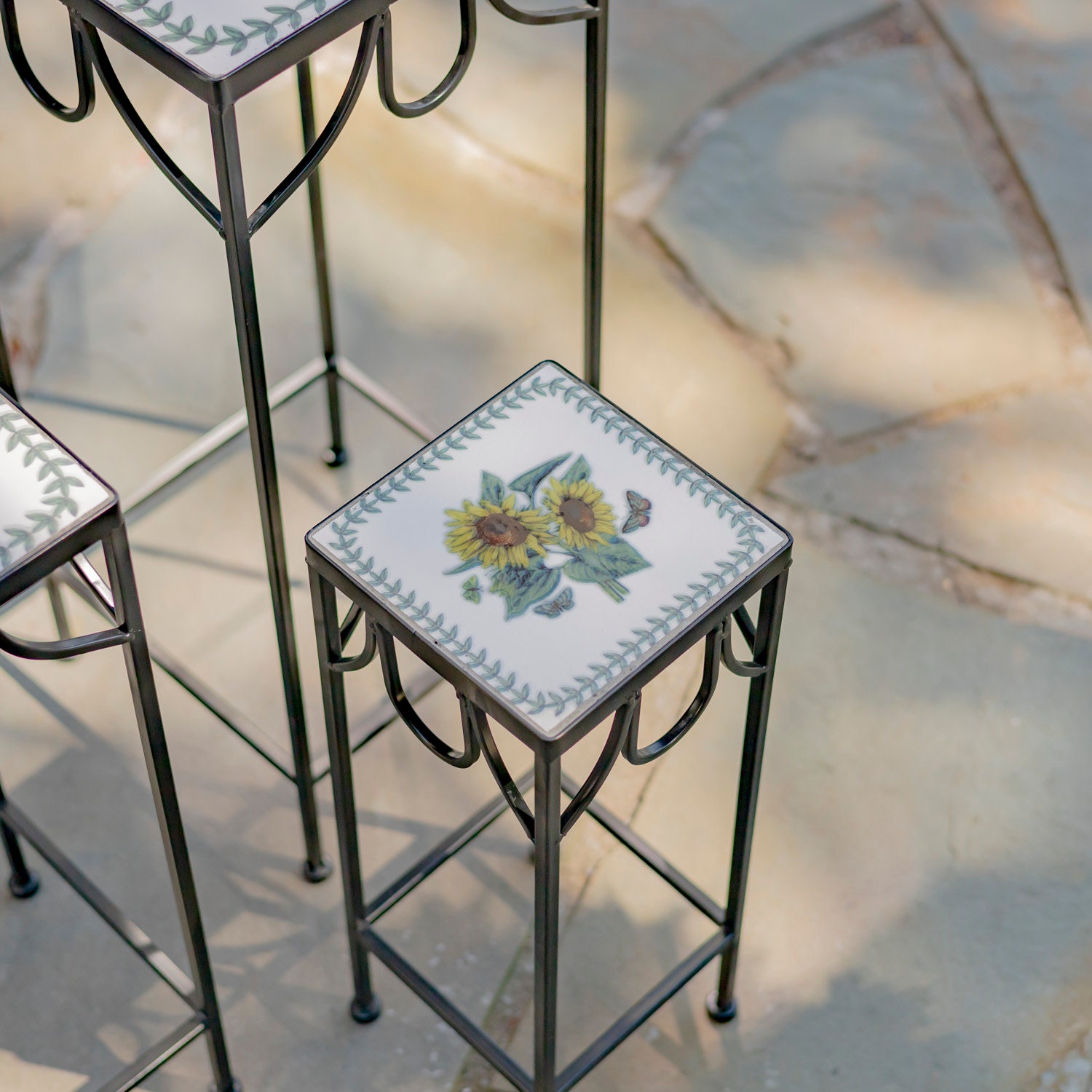 Set of 3 Square Iron Mosaic Plant Stands "marisol" - Etsy