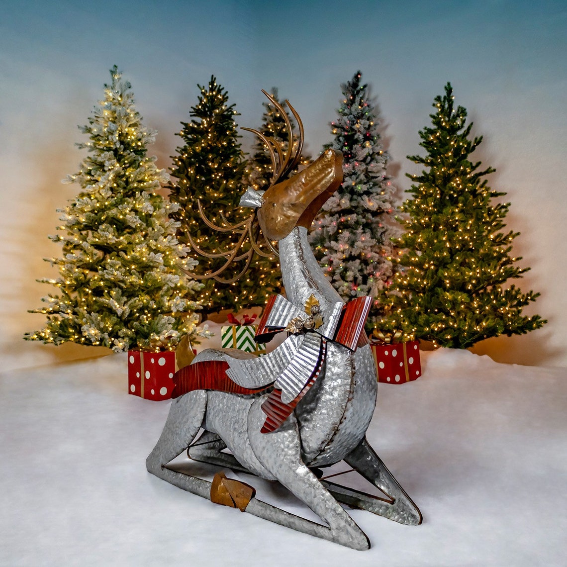 Set of 3 Large Galvanized Reindeer - Etsy