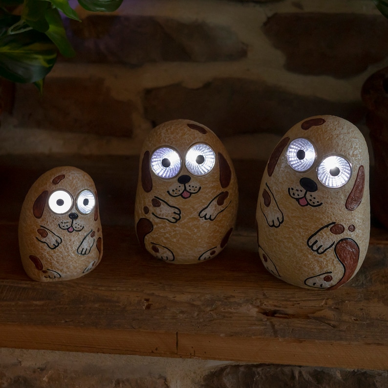 Set of 3 Solar Dogs With Light-up Eyes in Assorted Colors - Etsy