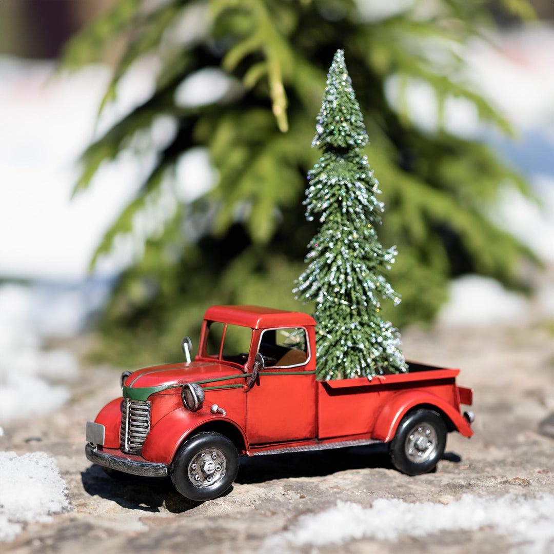 12.5" Country Style Red Pickup Truck With Christmas Tree - Etsy
