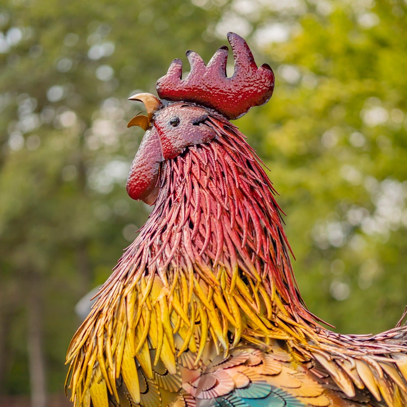 5.5 Foot Tall Iron Rooster Garden Statue - Etsy