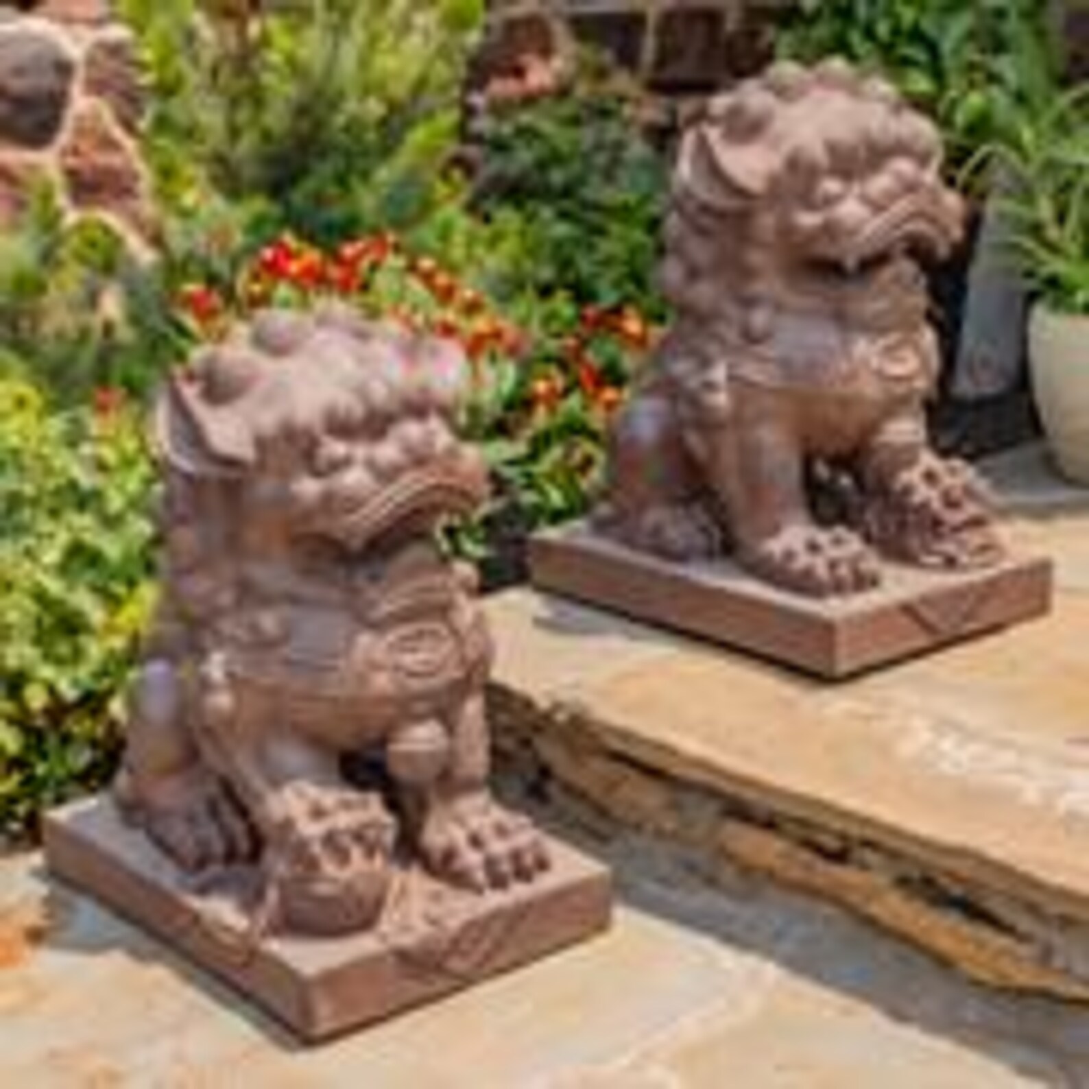 Set of 2 Magnesium Foo Dog Statues in Antique Bronze "gan & An" - Etsy