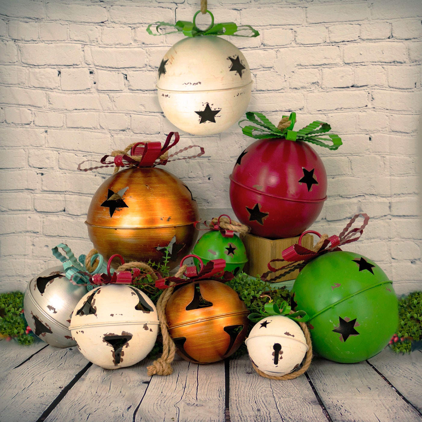 Set of 9 Assorted Large Colorful Christmas Bells… - Etsy