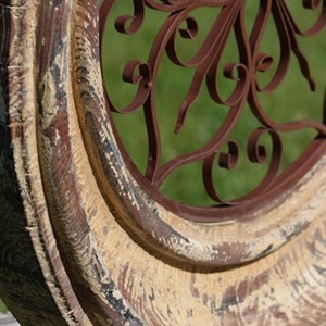 32" Round Wooden Wall Frame With Iron Decor Center - Etsy