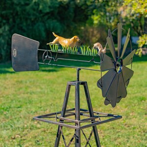 59.8" Tall Iron Windmill With Dog Chasing Rabbit on Weather Vane - Etsy
