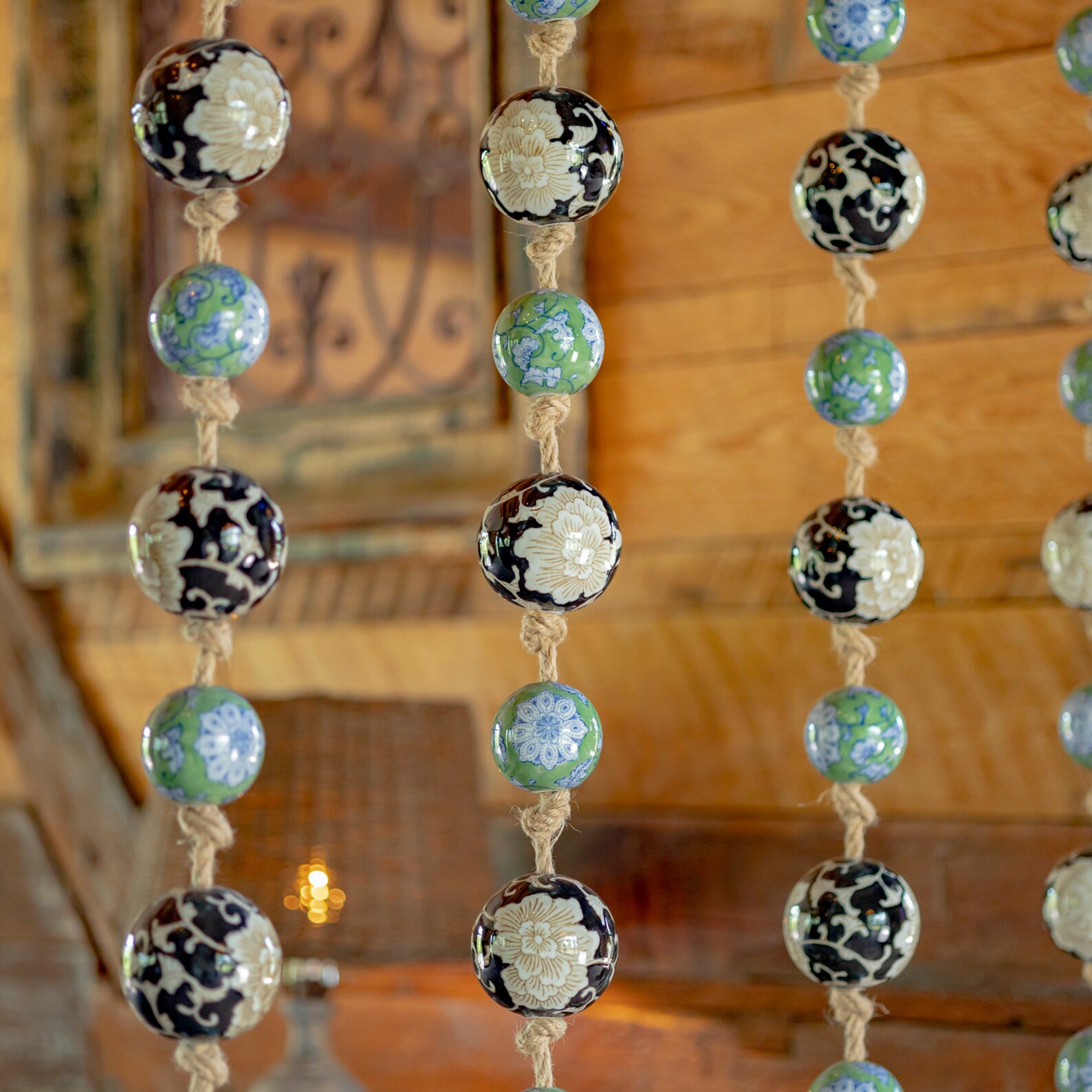 74″ Long Fisherman Tsugo Garland With Ceramic Sailor Balls and Rope ...