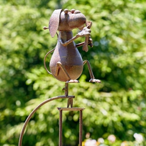 Rusty Animal Garden Swing Stakes With Glass Ball in 6 Styles - Etsy